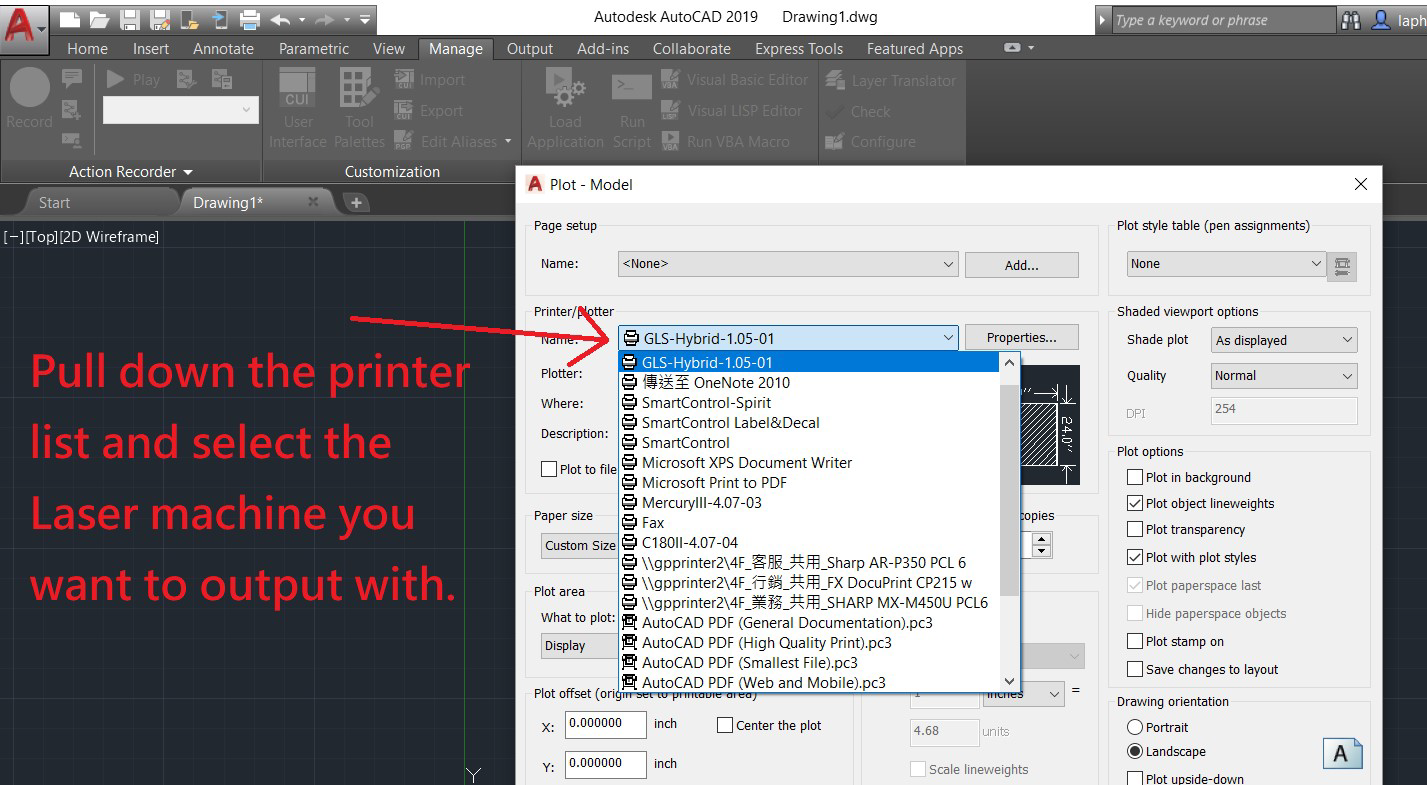 How to configure AutoCAD for GCC Lasers.